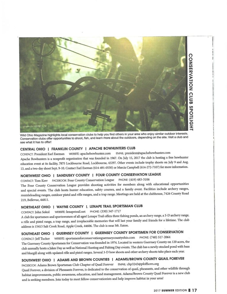 Wild Ohio Magazine – Lenape Trail Sportsman Club